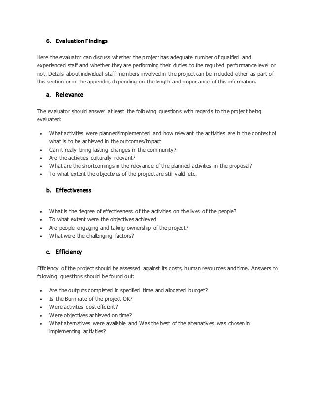 Writing evaluation report of a project