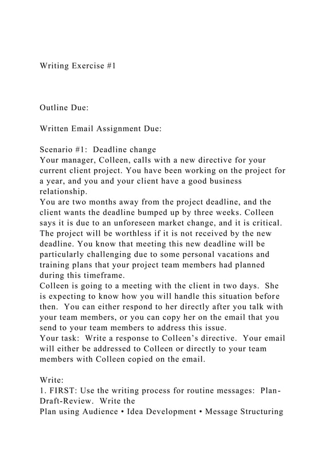 Writing Exercise #1 Outline Due Written Email Assign.docx | Stocks and ...