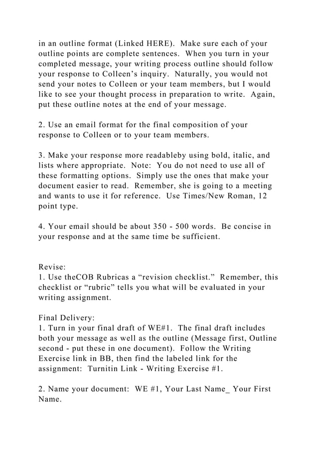 Writing Exercise #1 Outline Due Written Email Assign.docx | Stocks and ...