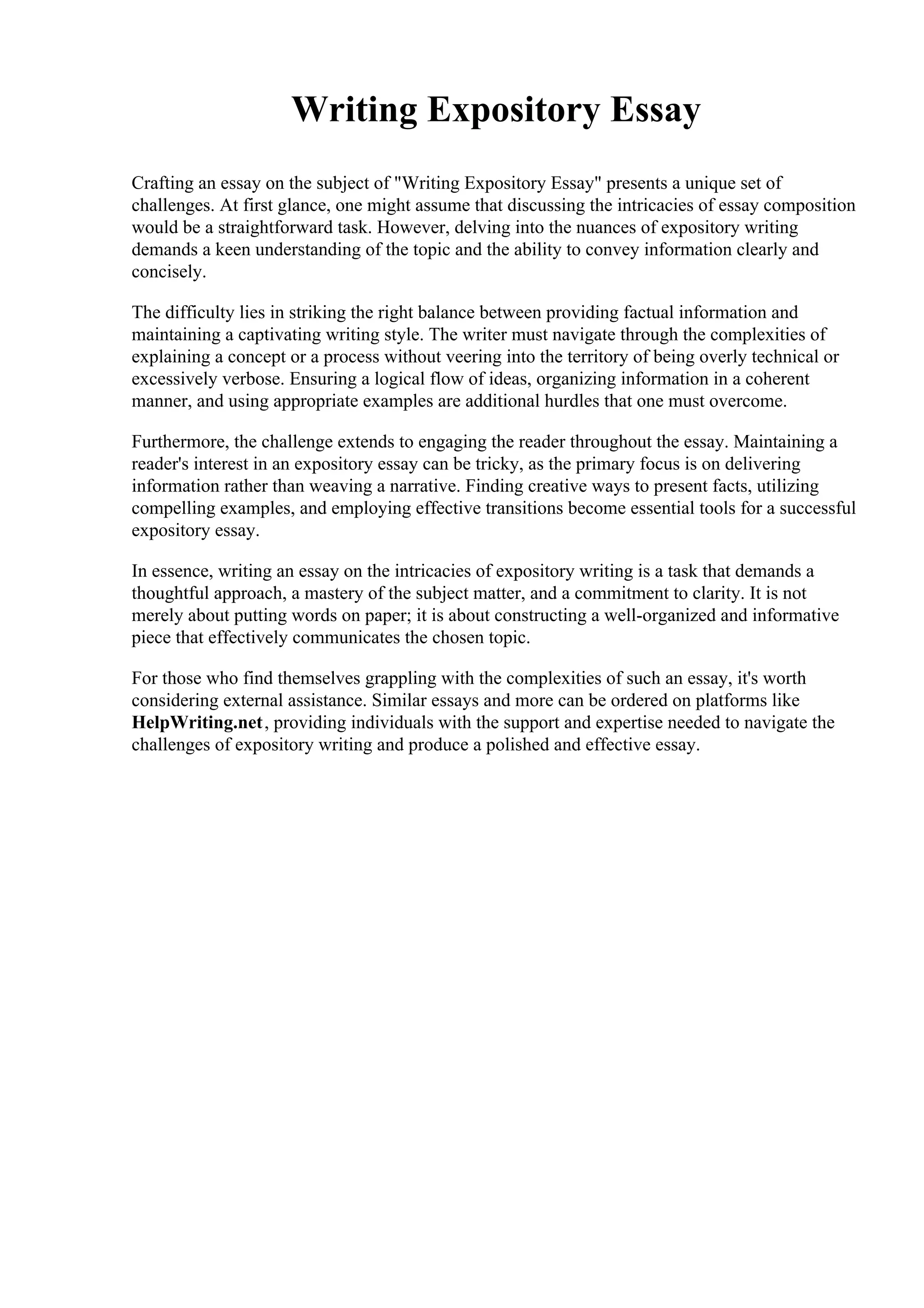 Writing Expository Essay. Ohio University | PDF