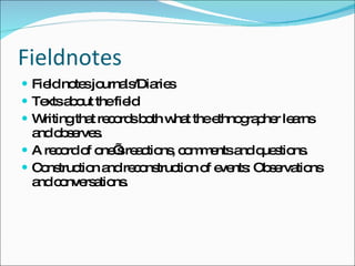 Writing Fieldnotes | PPT