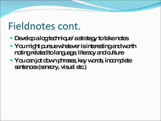 Writing Fieldnotes | PPT