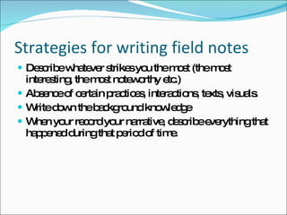Writing Fieldnotes | PPT