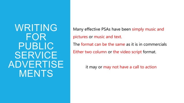 Writing for commercial Ad script-master class | PPT