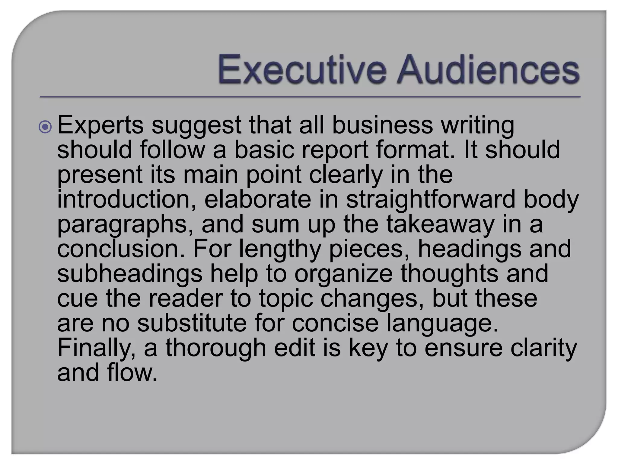 Writing for Executive Audiences | PPTX