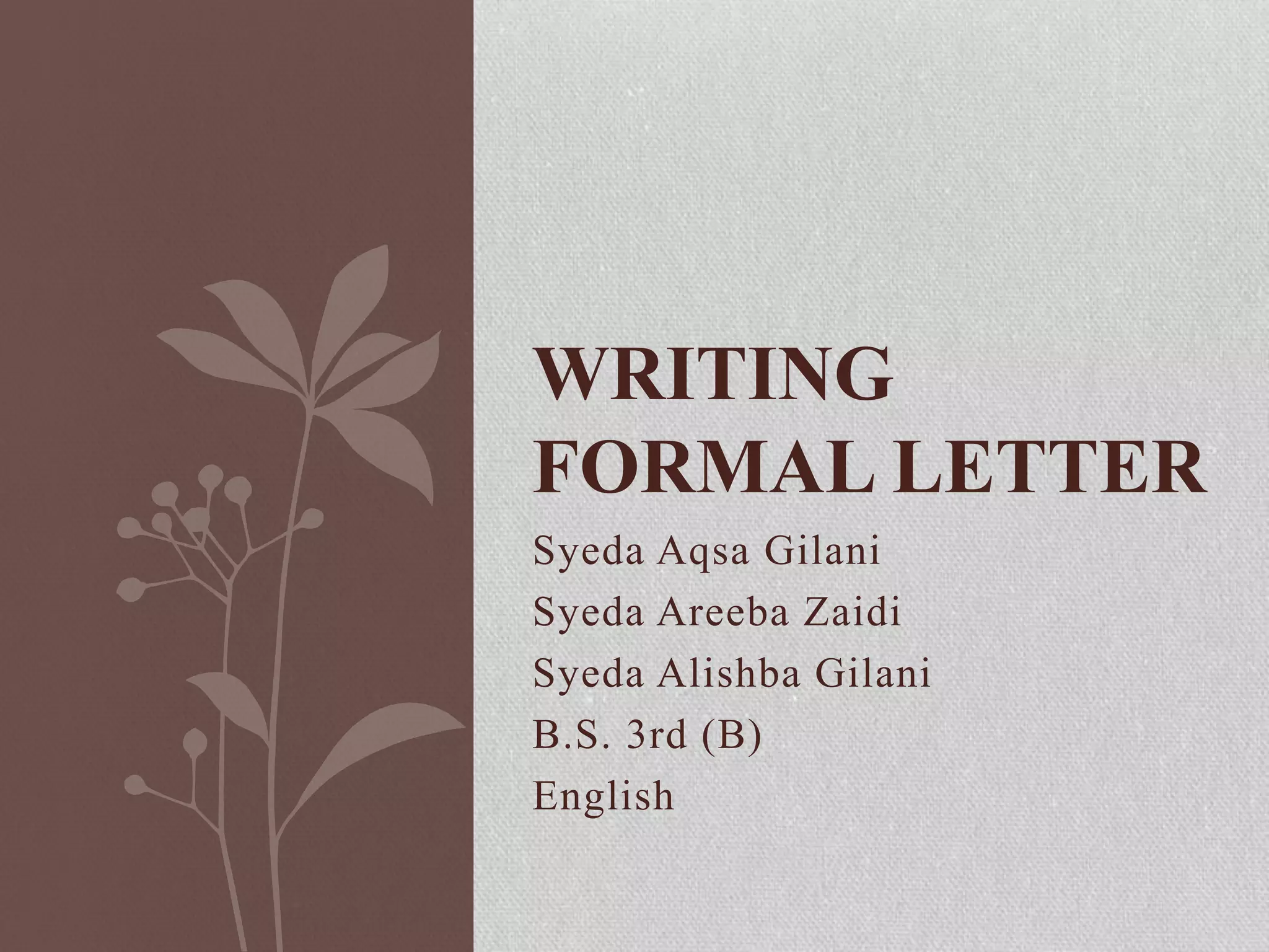 Writing Formal Letter | PPTX