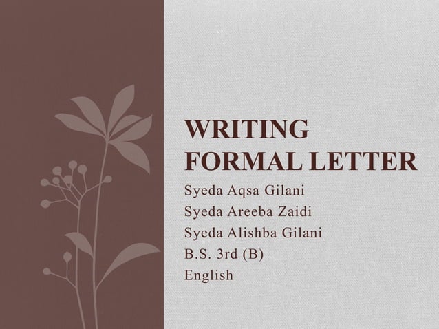 Writing Formal Letter | PPTX
