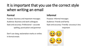 Writing formal and informal emails - M. van Eijk | PPTX