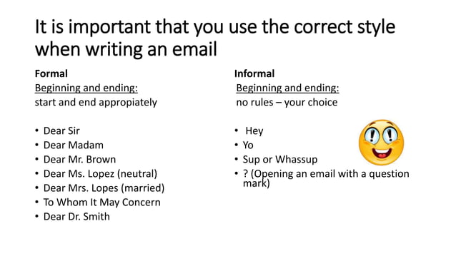 Writing formal and informal emails - M. van Eijk | PPTX