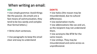 Writing formal and informal emails - M. van Eijk | PPTX
