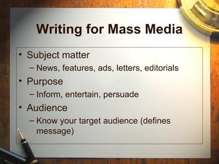 Writing for Media - Writing | PPT