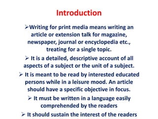 Writing for print media | PPTX