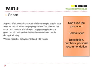 Writing para el First certificate | PPTX