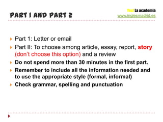 Writing para el First certificate | PPTX