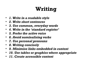 Writing for the web | PPT