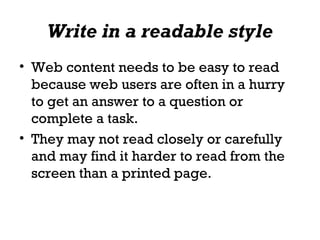 Writing for the web | PPT