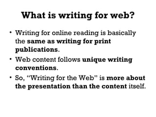 Writing for the web | PPT
