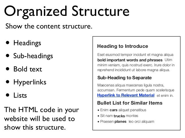 Organized Structure • Headings
