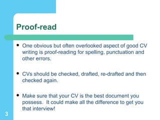 Writing a good cv | PPT