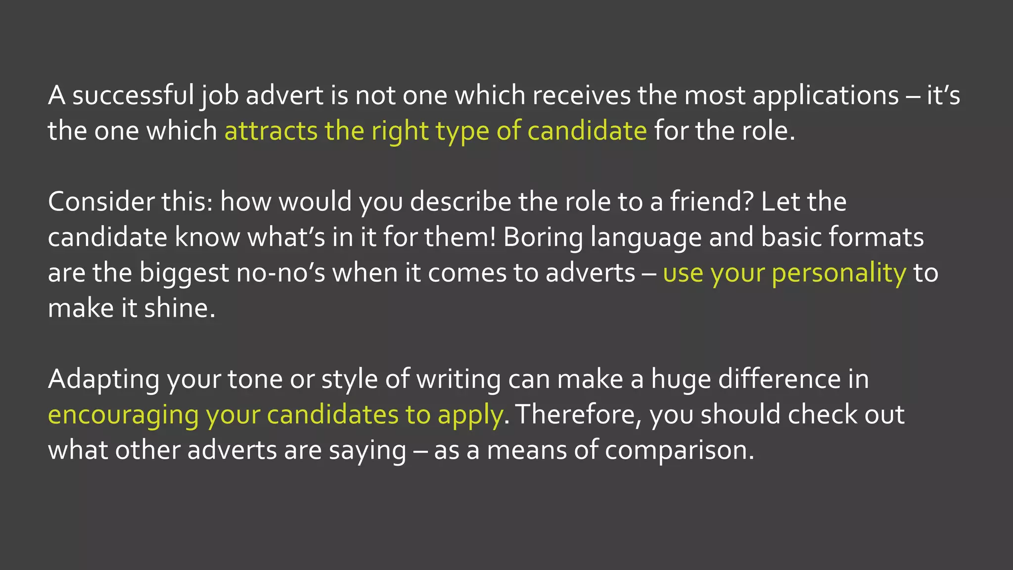 Writing good job adverts | PPTX