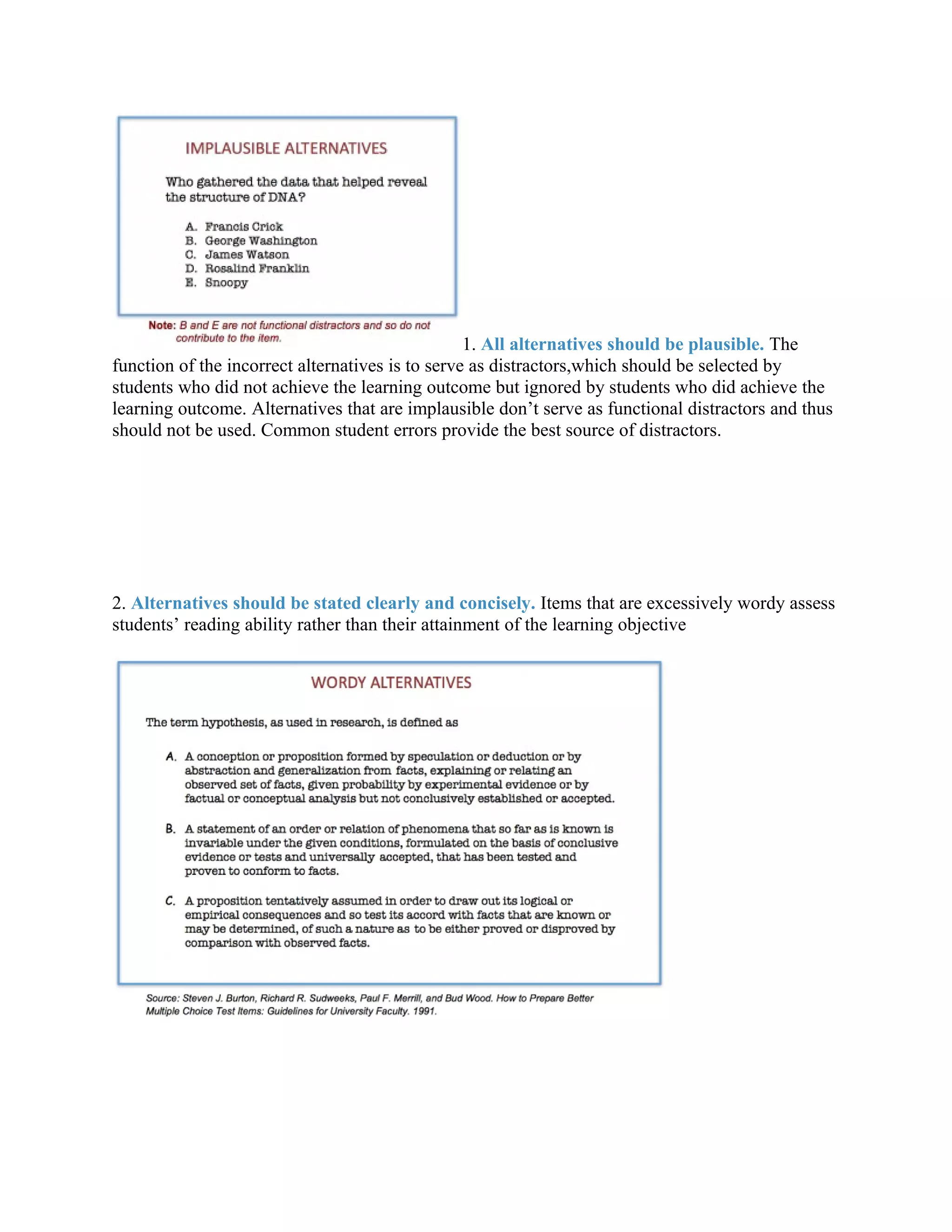 Writing good multiple choice test questions | PDF