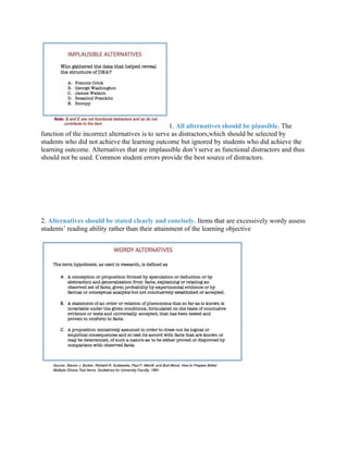 Writing good multiple choice test questions | PDF