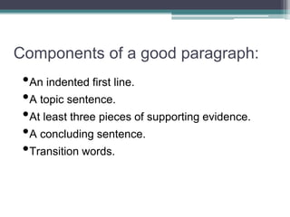 Writing good paragraphs ppt | PPTX