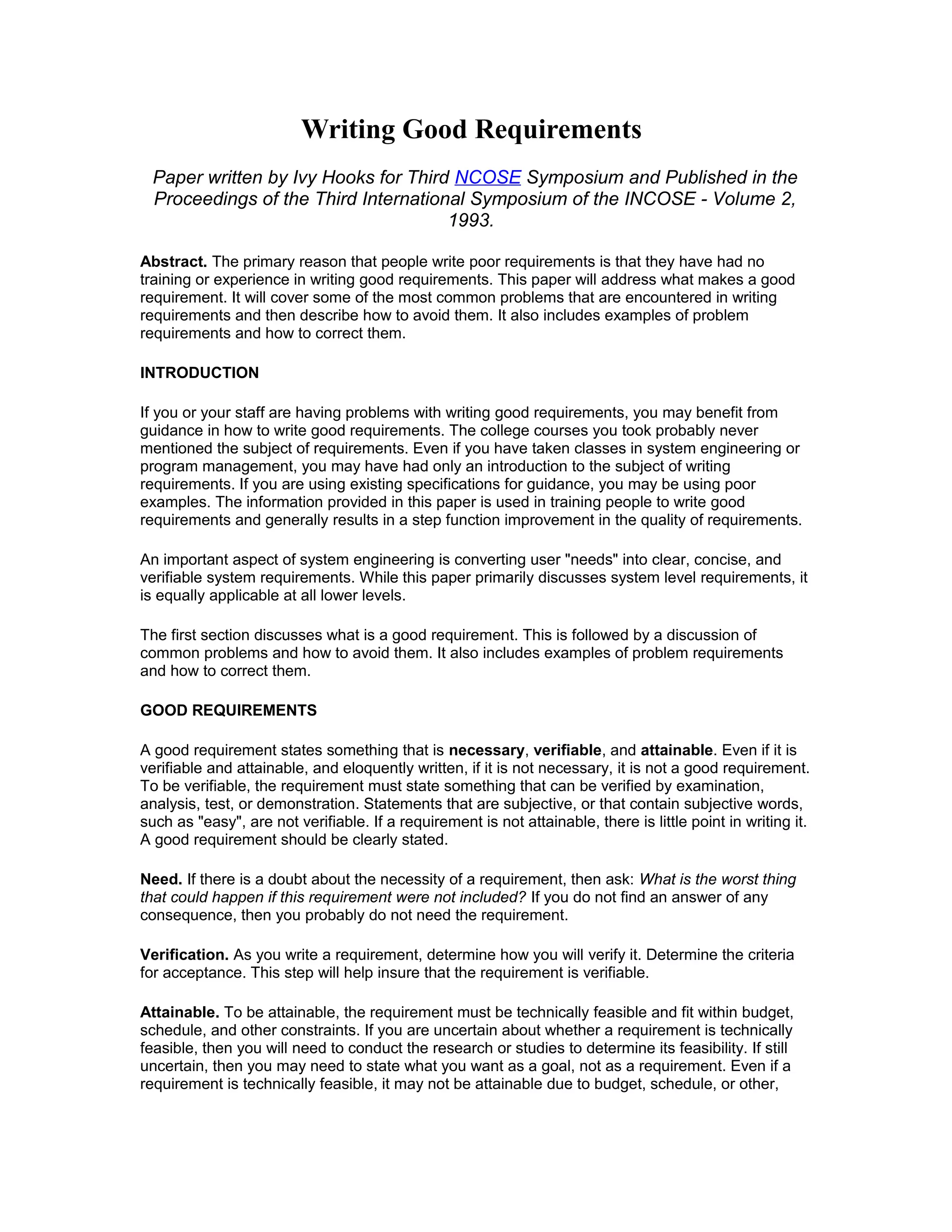 Writing good requirements | DOC