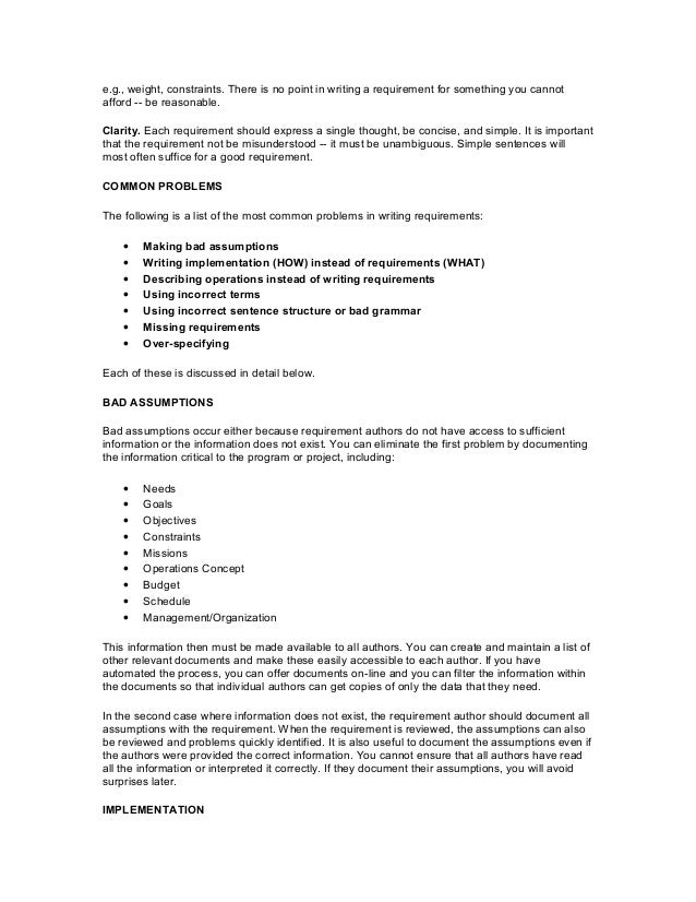 Writing good requirements