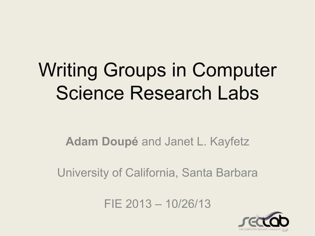 Writing Groups in Computer Science Research Labs | PPT