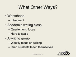 Writing Groups in Computer Science Research Labs | PPTX