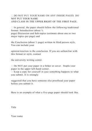 Writing Guidelines for Professor Austin’s classes NOTE .docx | Education