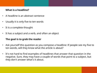 Learn how to write effective news headlines | PPT