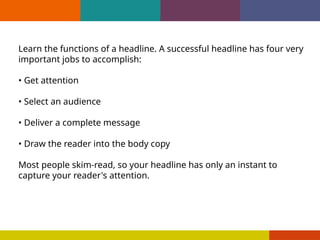 Learn how to write effective news headlines | PPTX