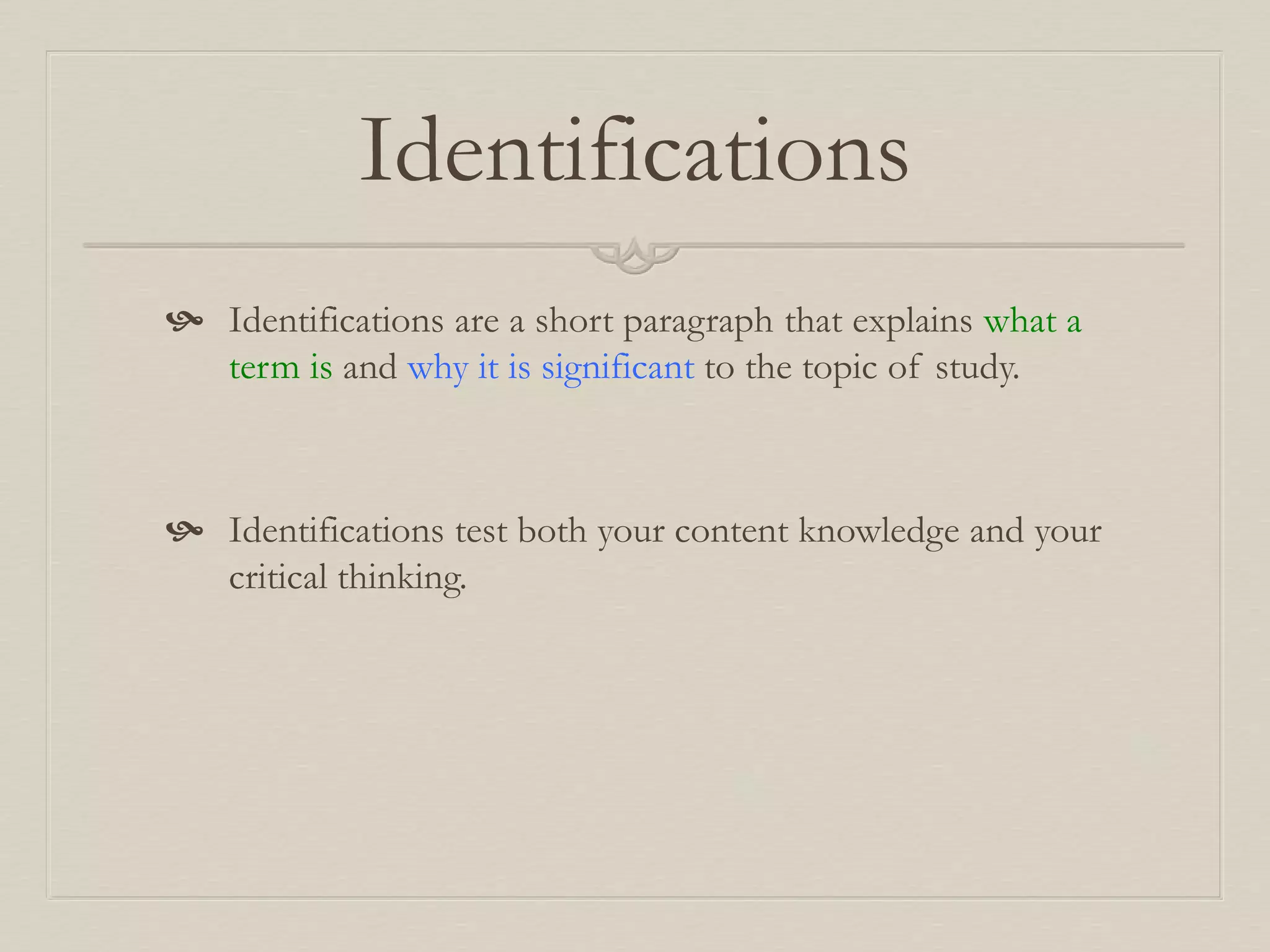 Writing Historical Identifications | PPTX