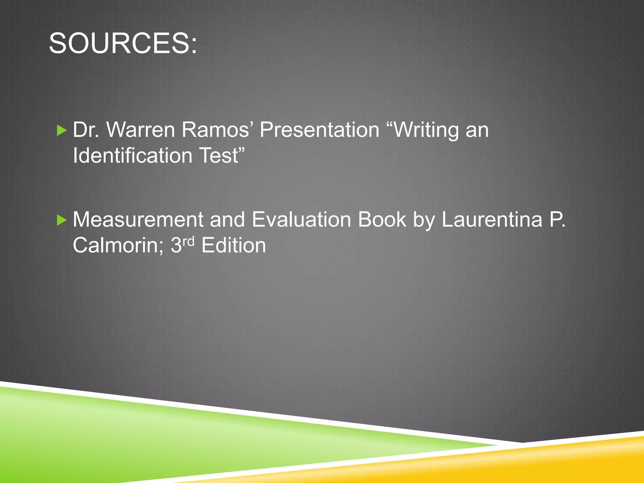 Writing Identification Tests | PPTX