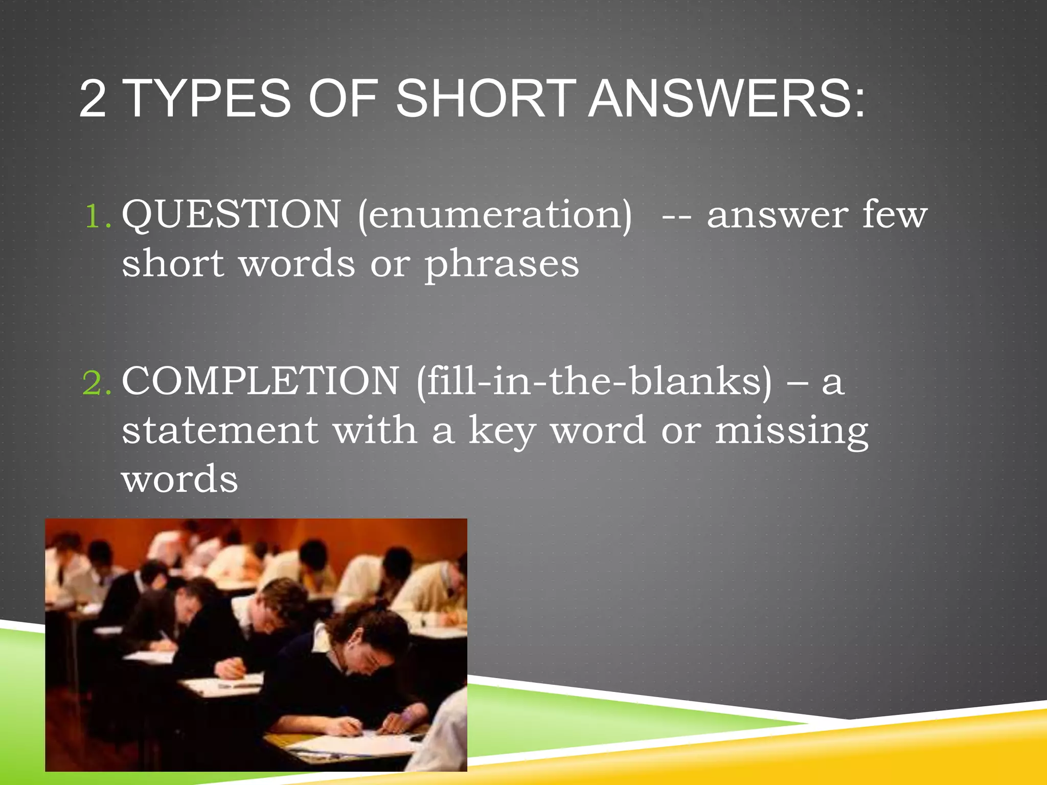 Writing Identification Tests | PPTX