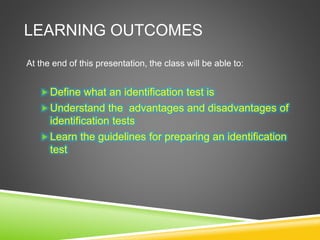 Writing Identification Tests | PPTX