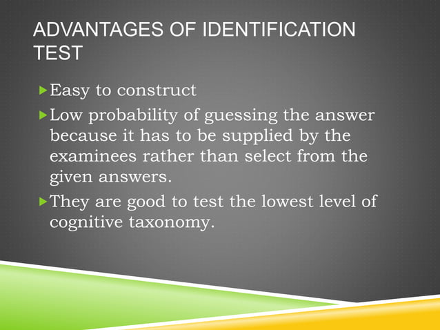 Writing Identification Tests | PPTX
