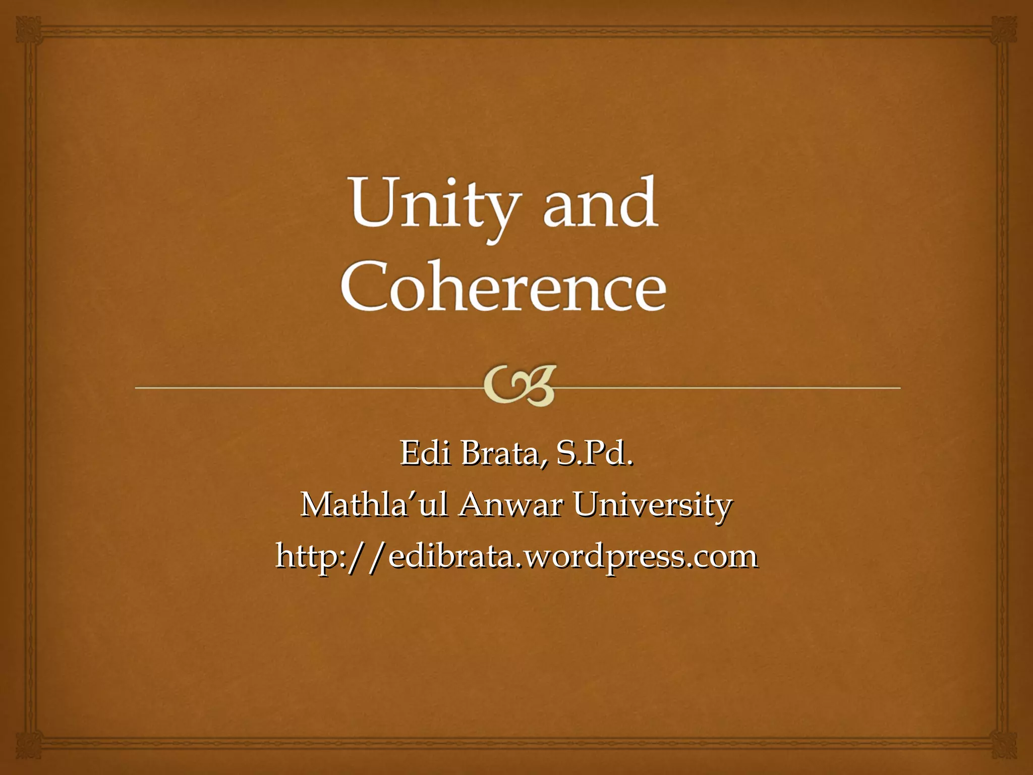 Essay Writing (Unity and Coherence) | PPS