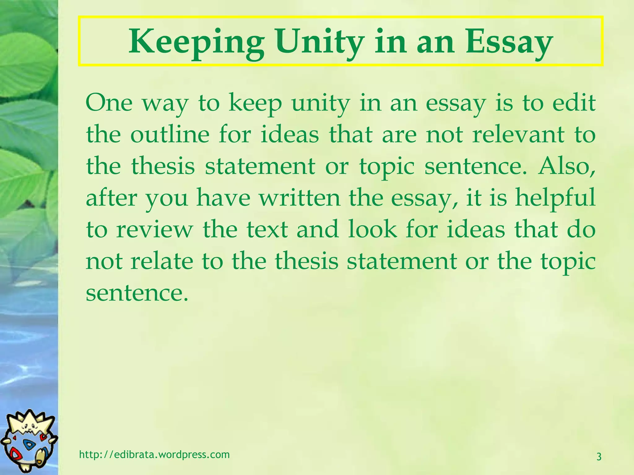 Essay Writing (Unity and Coherence) | PPS