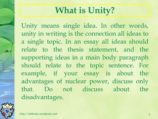 Essay Writing (Unity and Coherence) | PPS