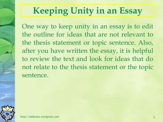 Essay Writing (Unity and Coherence) | PPS