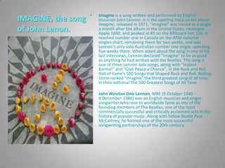 Imagine by John Lennon | PPTX