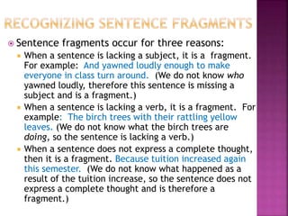 Writing in complete sentences | PPTX
