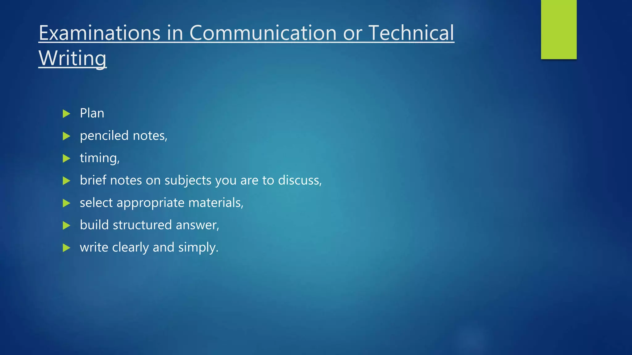 Writing In Exam | technical Writing | PPT