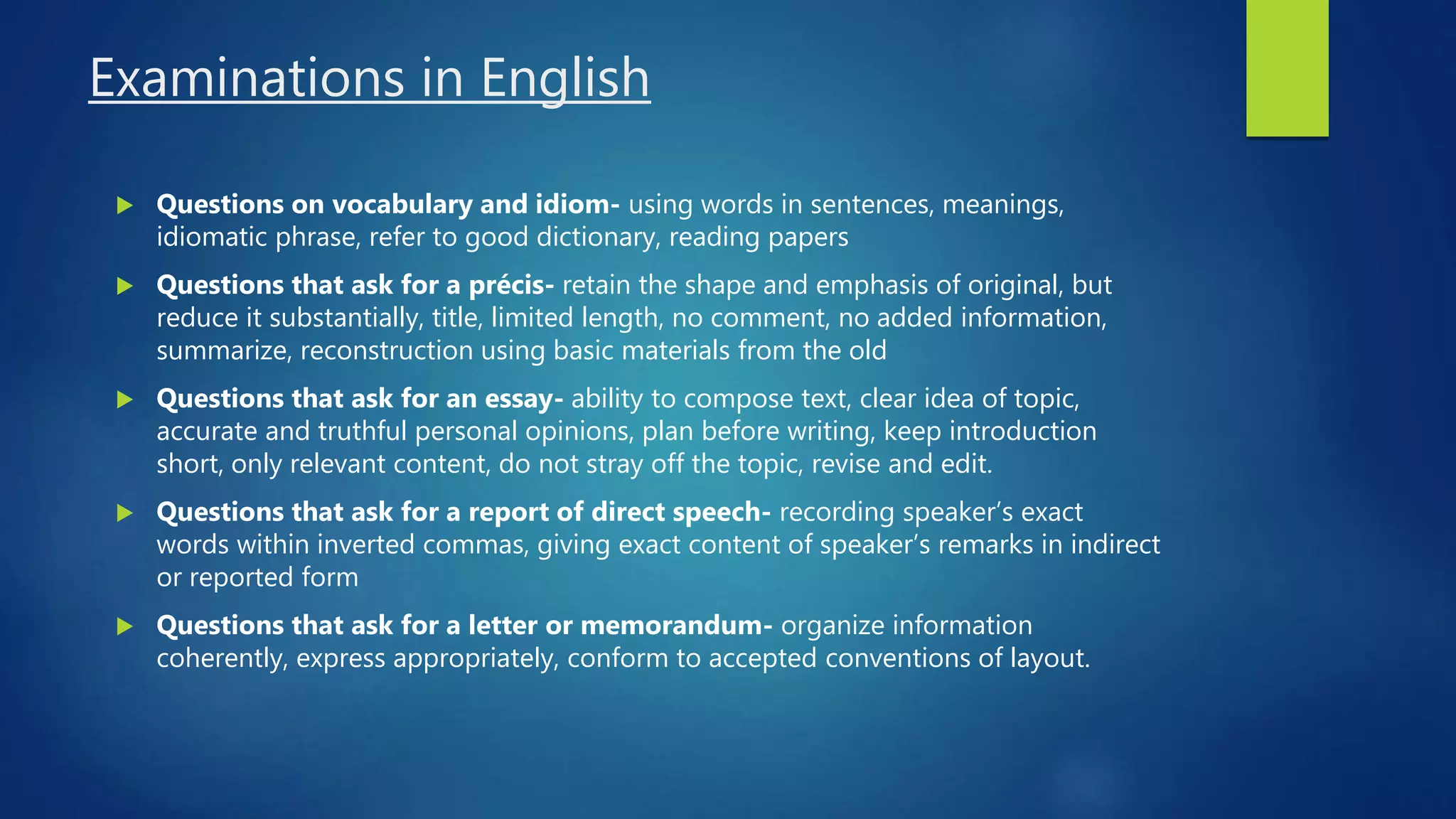 Writing In Exam | technical Writing | PPTX