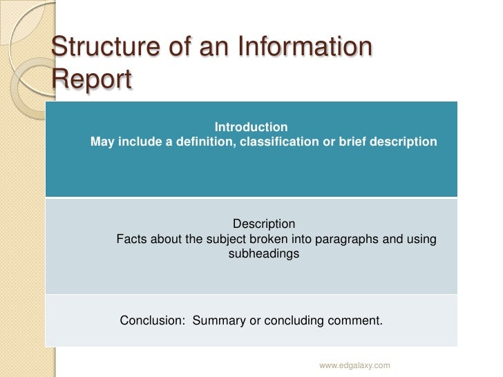 Writing information reports