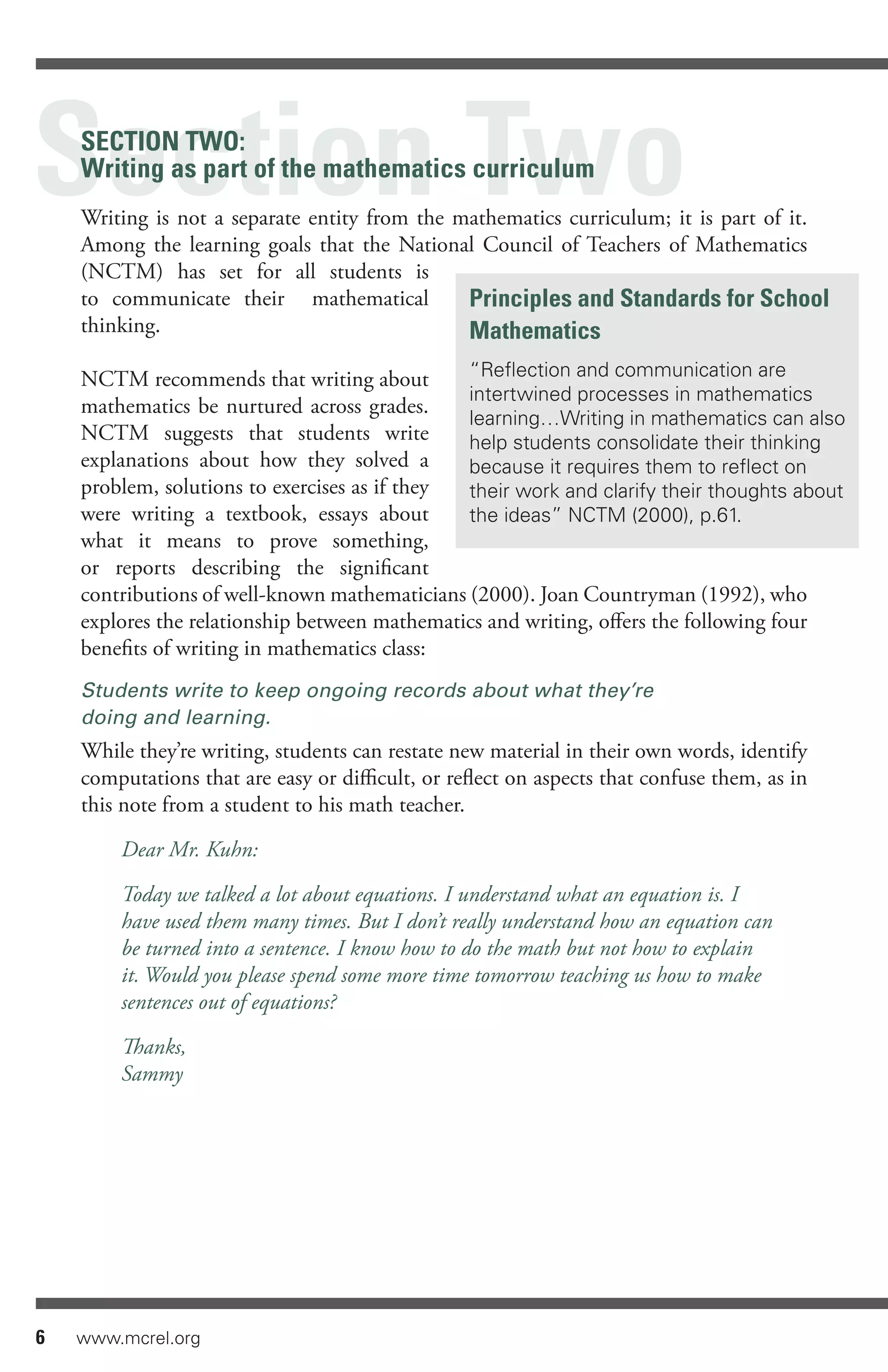 Writing in Mathematics | PDF