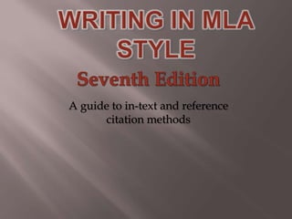 Writing in MLA Style | PPTX